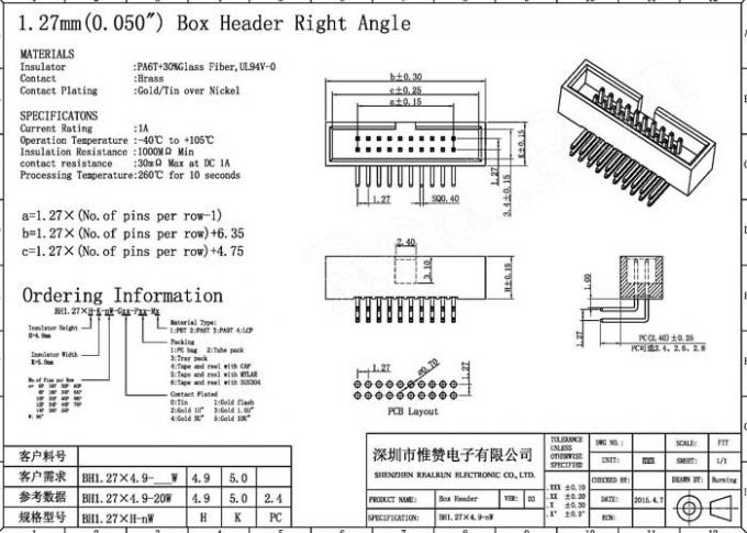 Box Header Connector 20 Pin